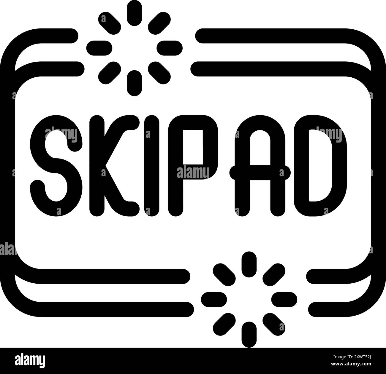 Skip ad button with loading symbol indicating the ability to bypass advertising and access ...