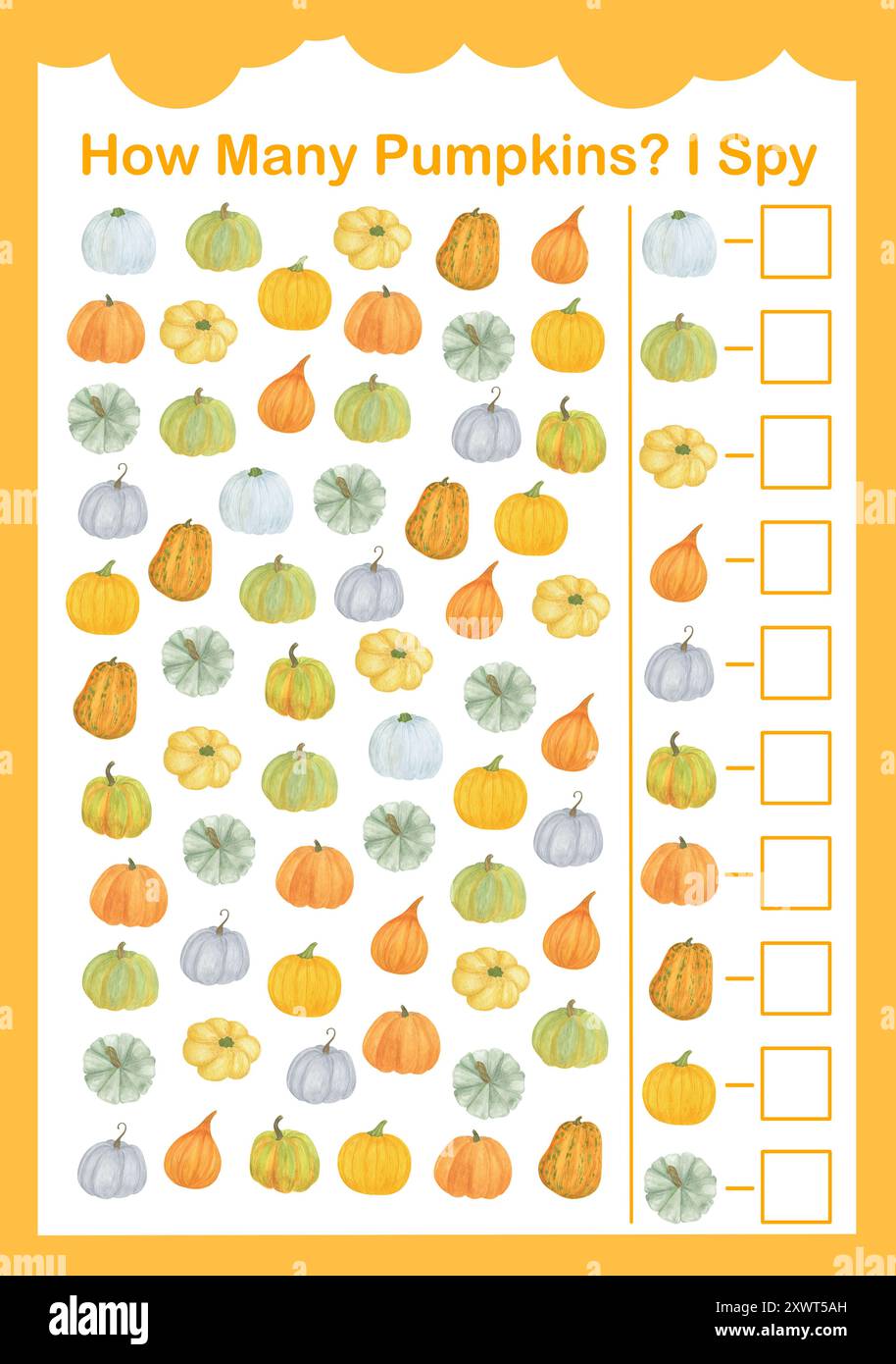 Autumn I spy, How many pumpkins counting educational game for kids with ...