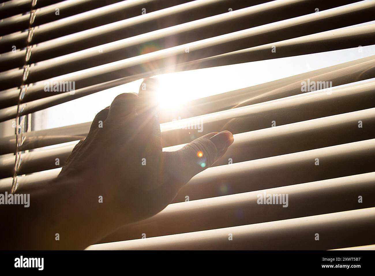 Hand opens fingers blinds hi-res stock photography and images - Alamy