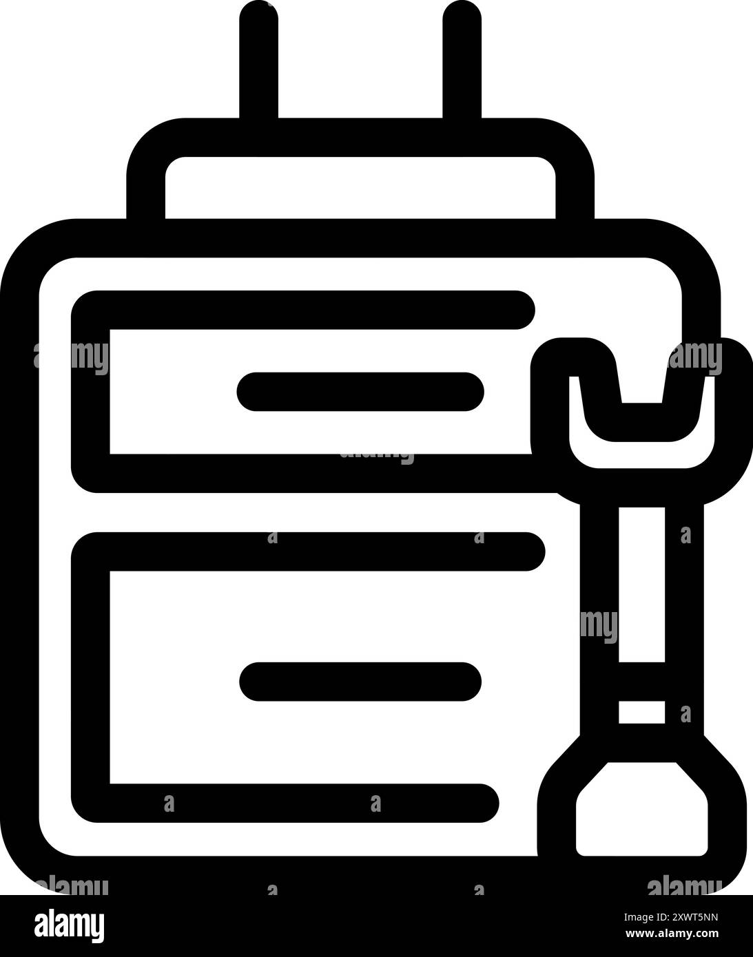 Line art icon of server data being repaired representing database ...