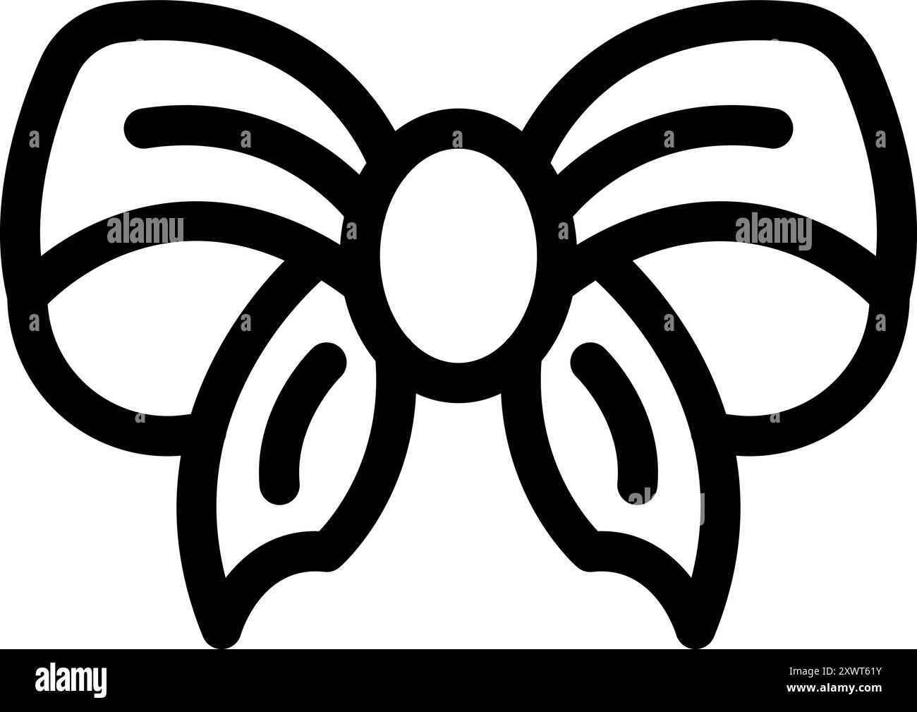 Simple line art icon of a bow, often used for gift wrapping and ...