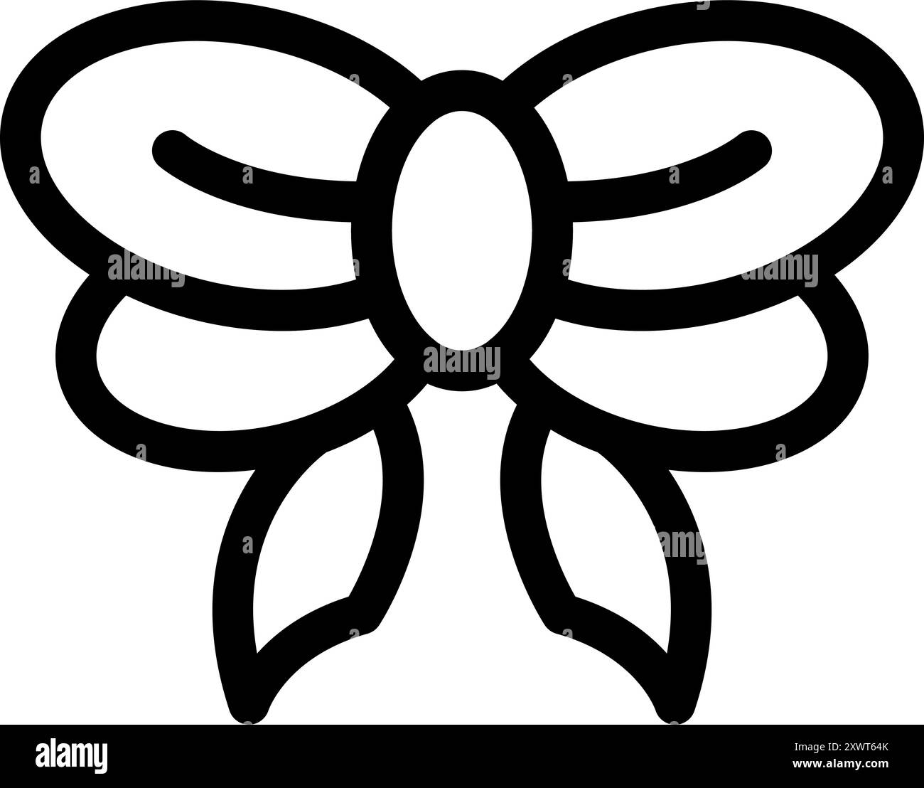 Big knotted ribbon bow with two loops and two tails is making ...