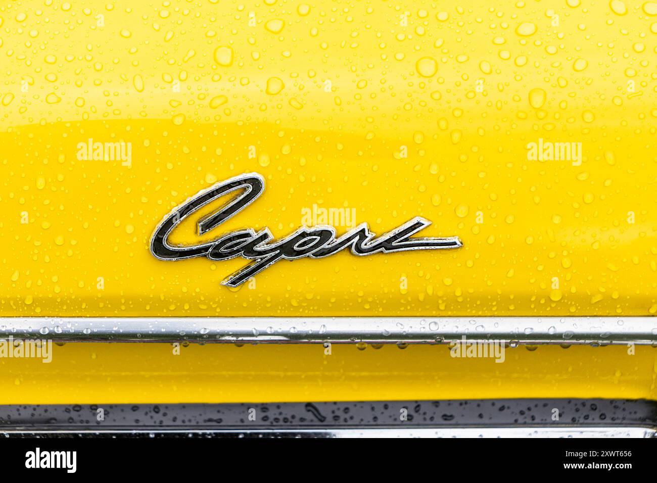 vintage classic ford capri script chrome car bonnet badge and logo with ...