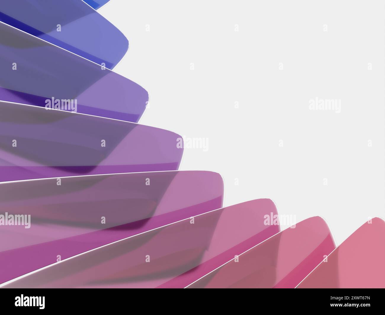 Abstract translucent shapes in color gradient of blue and mauve, on ...