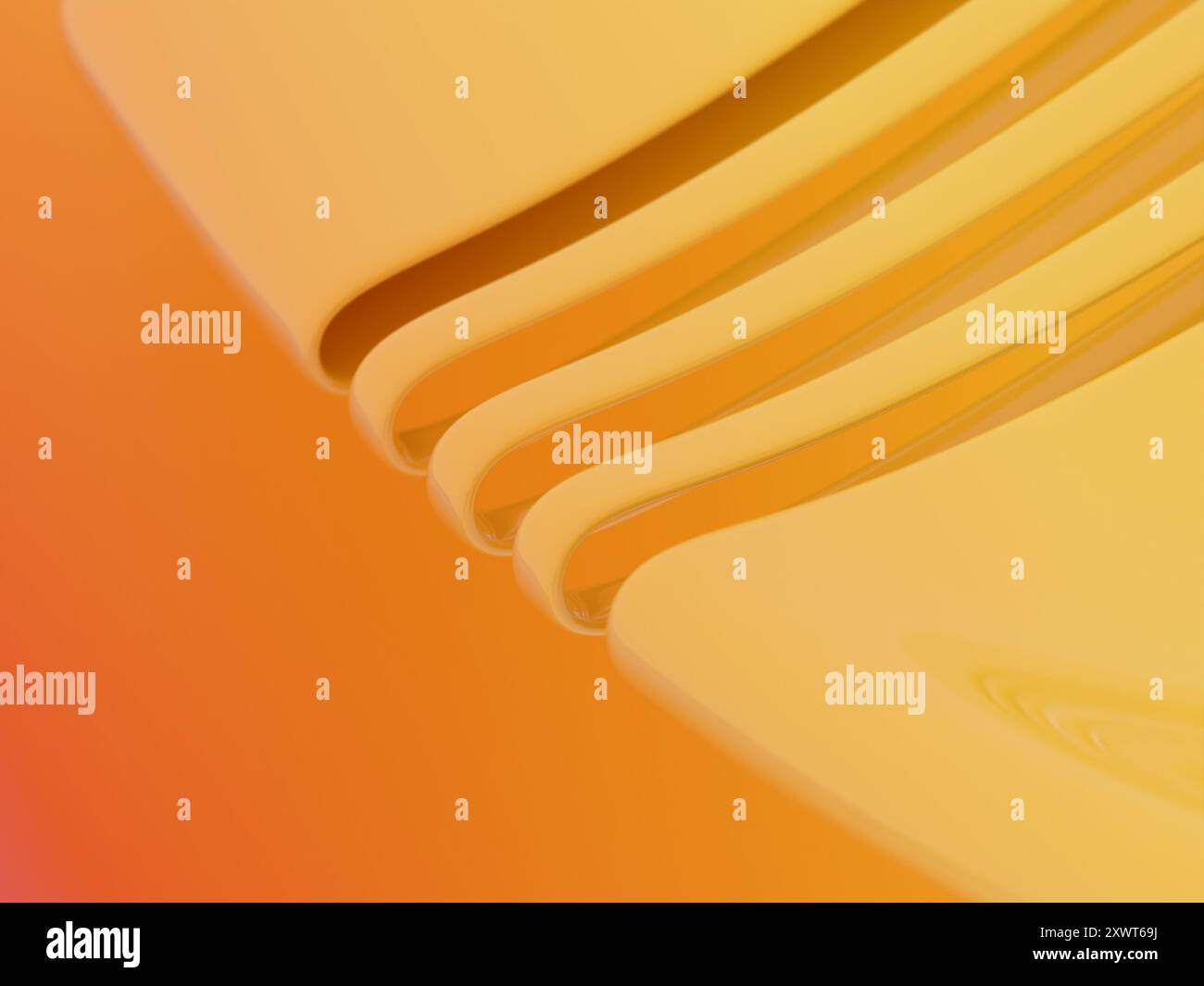 Curvy smooth shape in yellow and orange. Abstract background. Digital ...