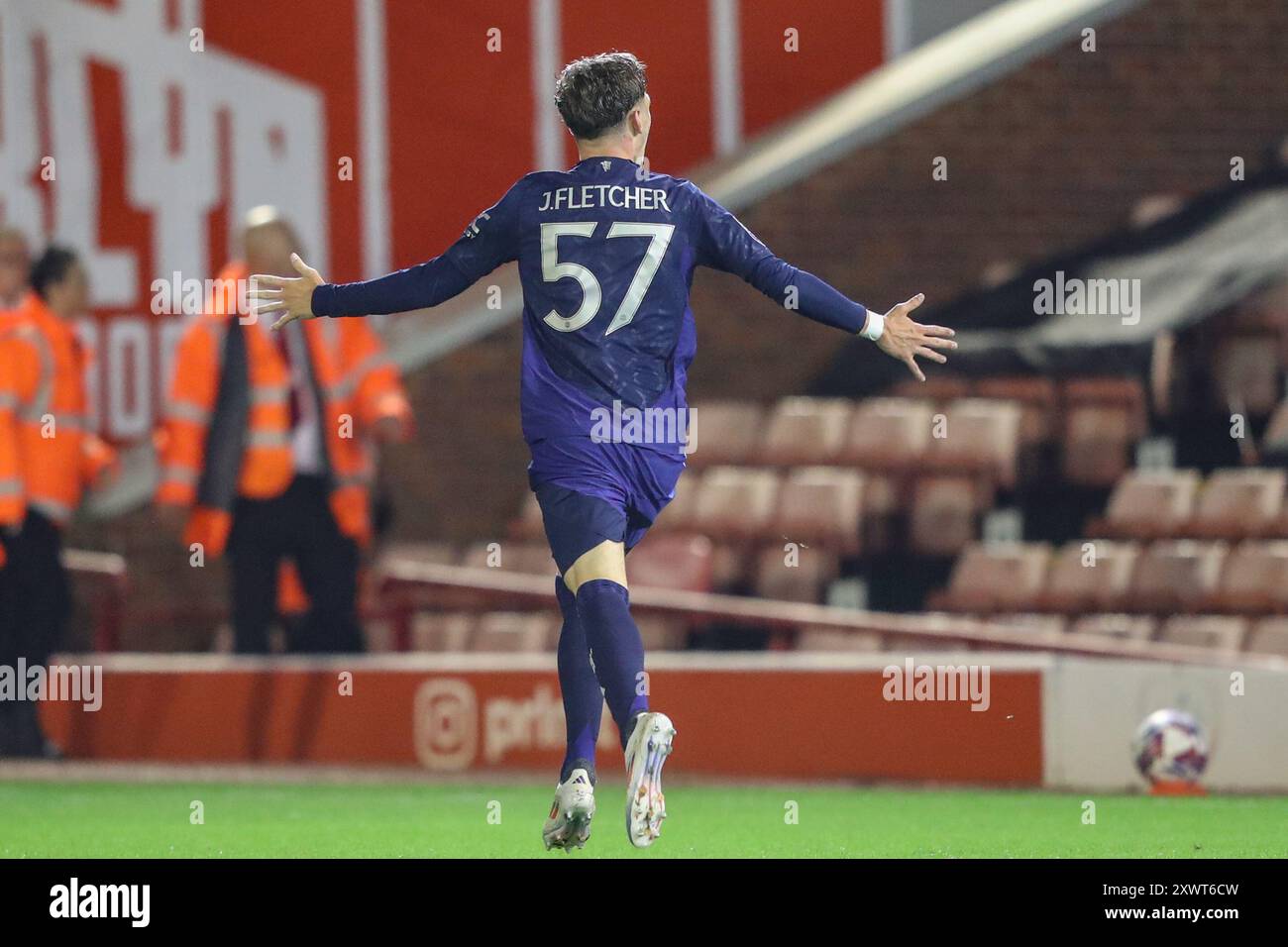 Jack Fletcher of Manchester United celebrates his goal to make it 2-3 ...