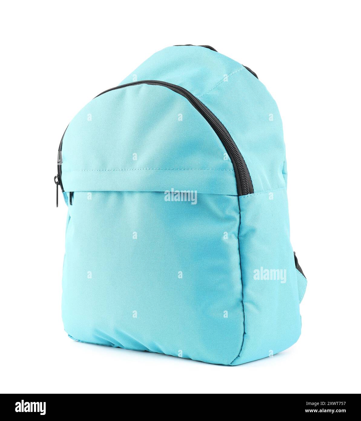 One stylish light blue backpack isolated on white Stock Photo - Alamy