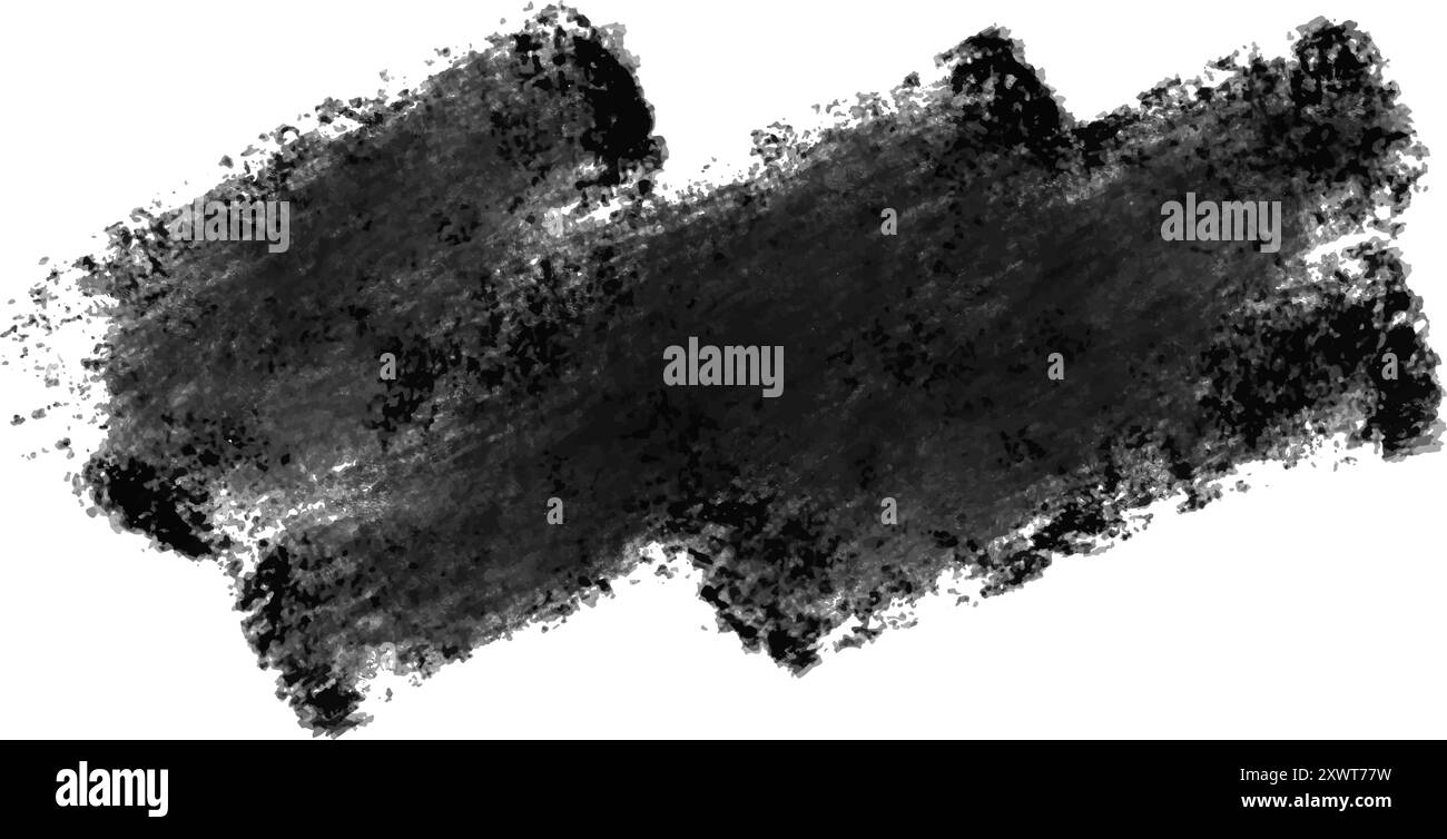 Grunge Paint stripe. Distressed banner. Black isolated paintbrush. Dry ...