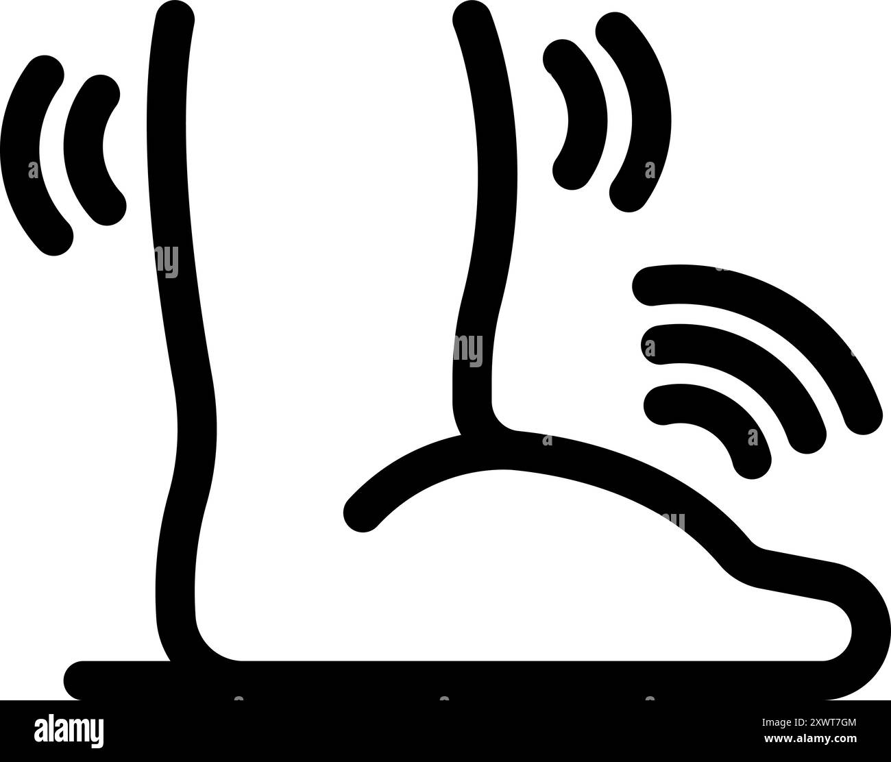 Black icon of a foot experiencing tingling, indicating potential nerve ...