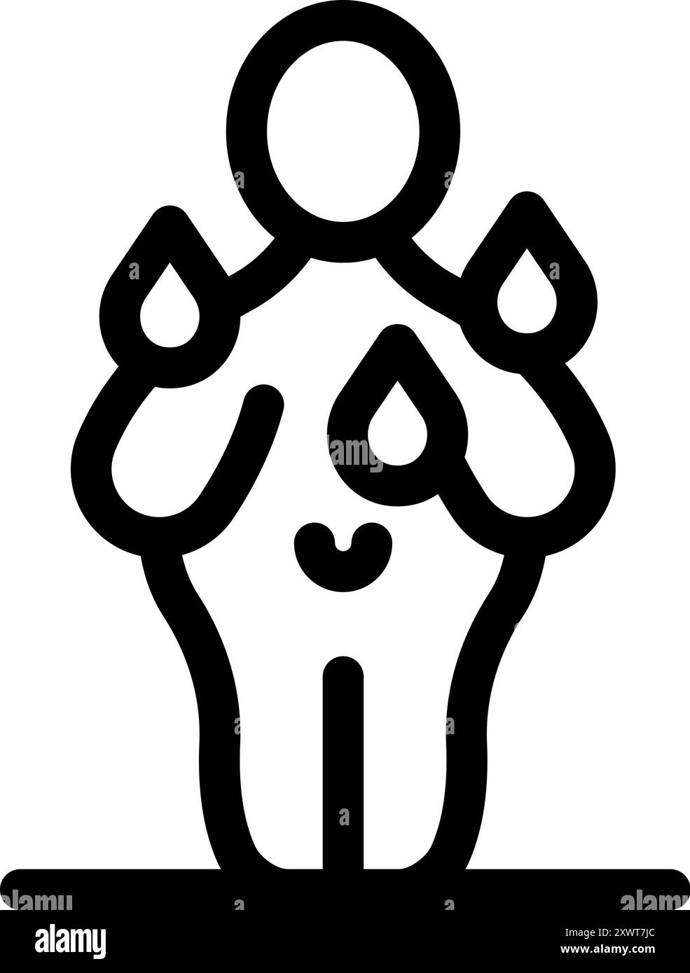 Line drawing of a person with drops of sweat dripping from their ...