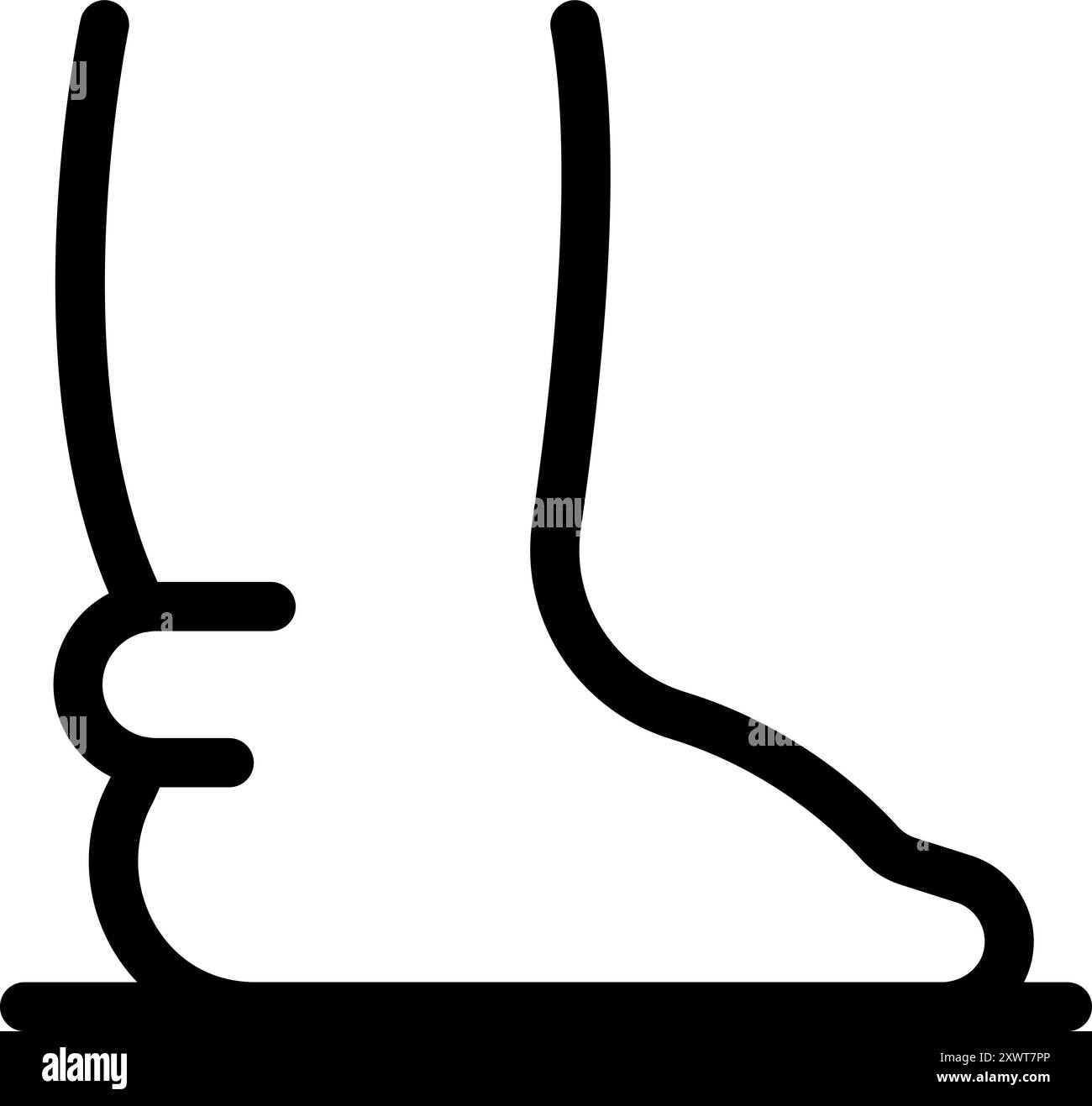 Doctor examining patient leg with edema symptom icon, editable stroke ...