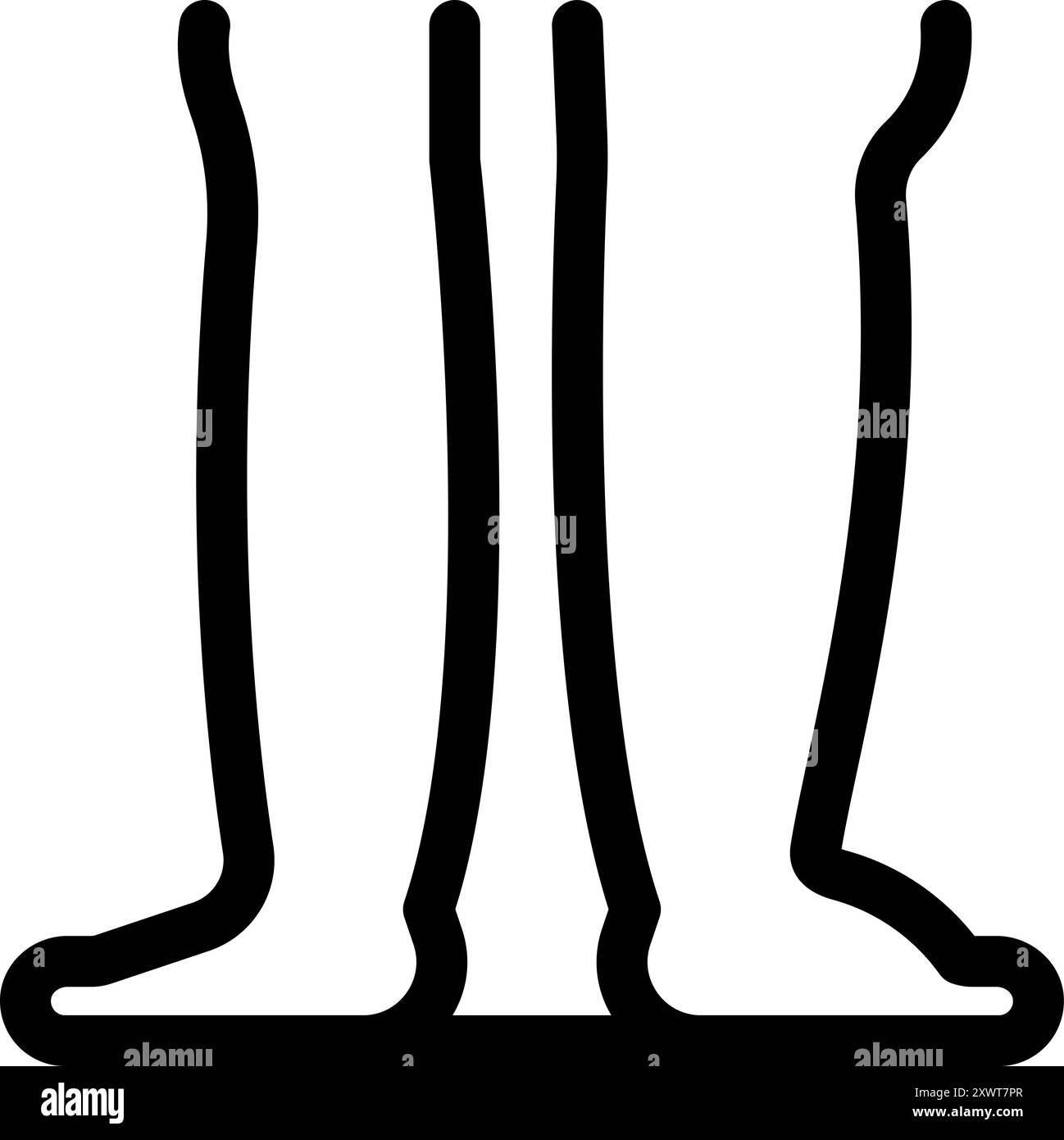 Black line vector icon for three pairs of human legs standing on the ...