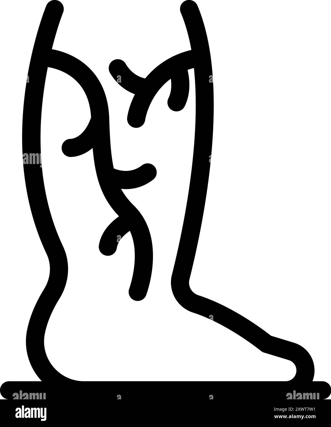 Simple outline icon representing a human leg with varicose veins Stock ...