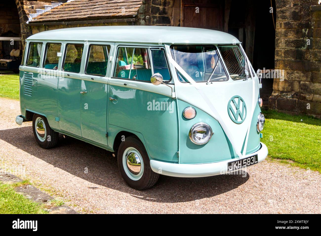vintage two tone split screen volkswagen Type 2 kombi bus used as a ...