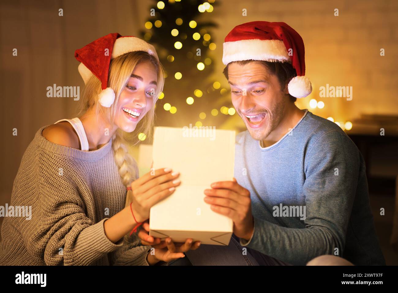 Open gift box with magical light hi-res stock photography and images ...