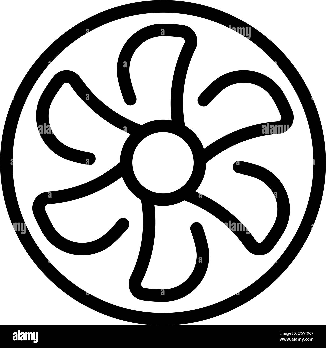 Simple line art icon of a computer cooler fan spinning and rotating its ...