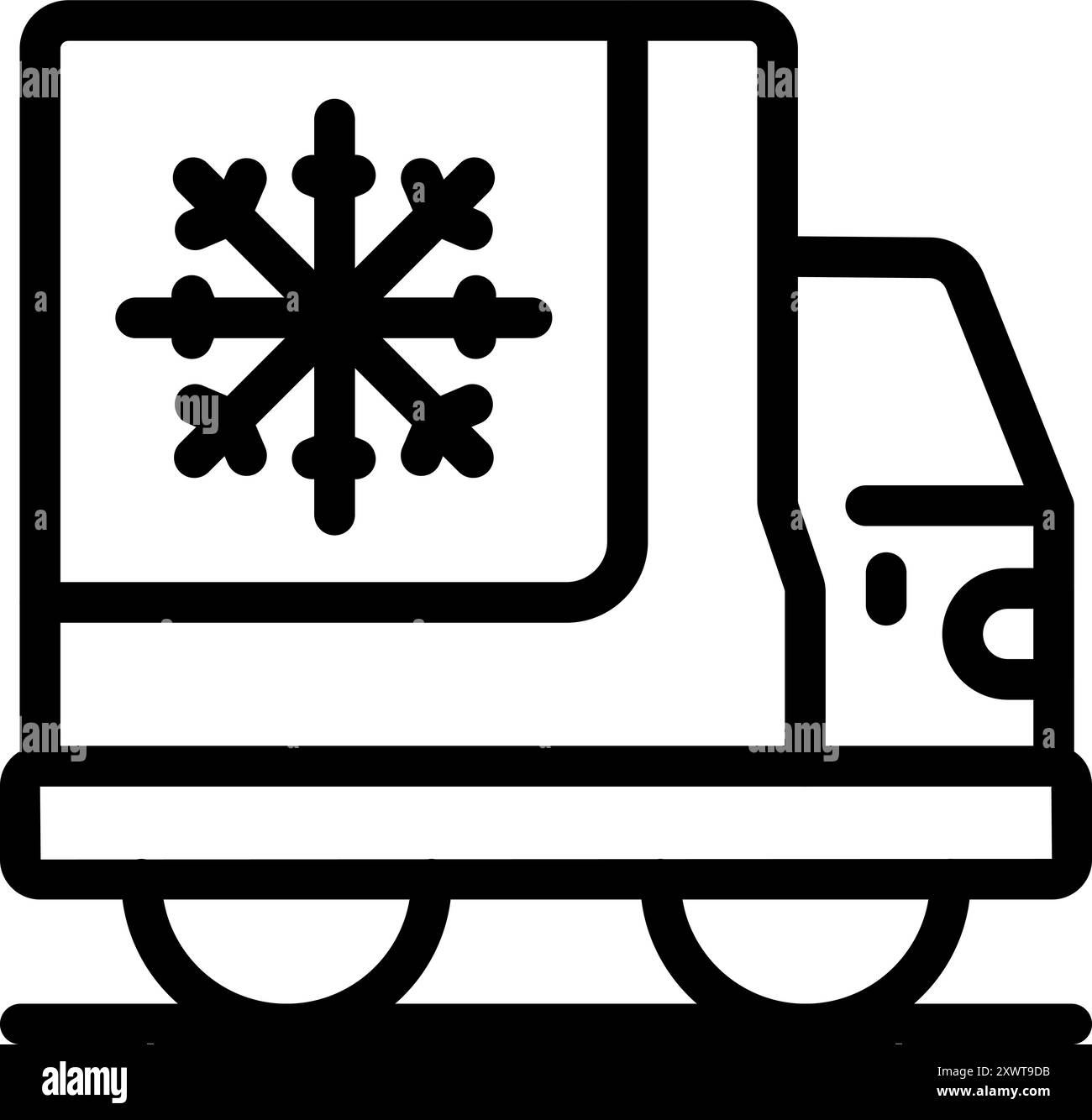 Simple icon of a delivery truck transporting frozen products, essential ...