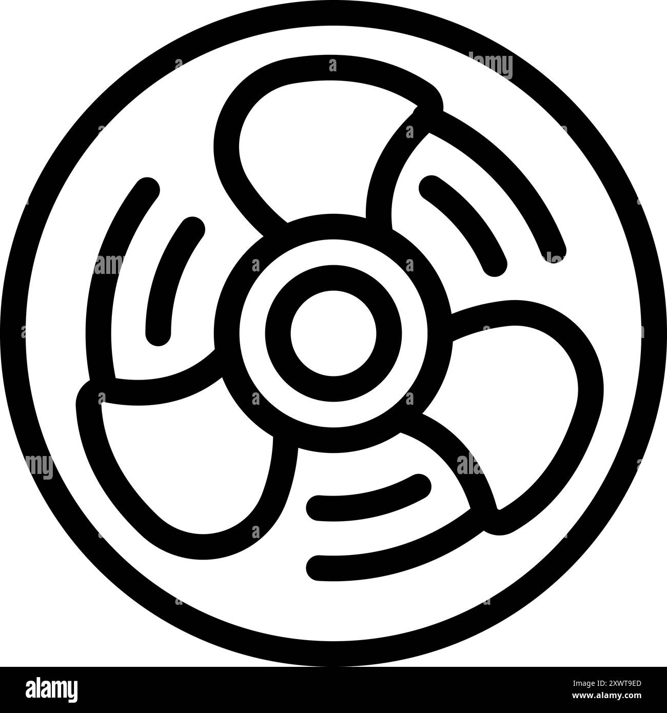 Simple black and white icon of a rotating fan creating airflow Stock ...