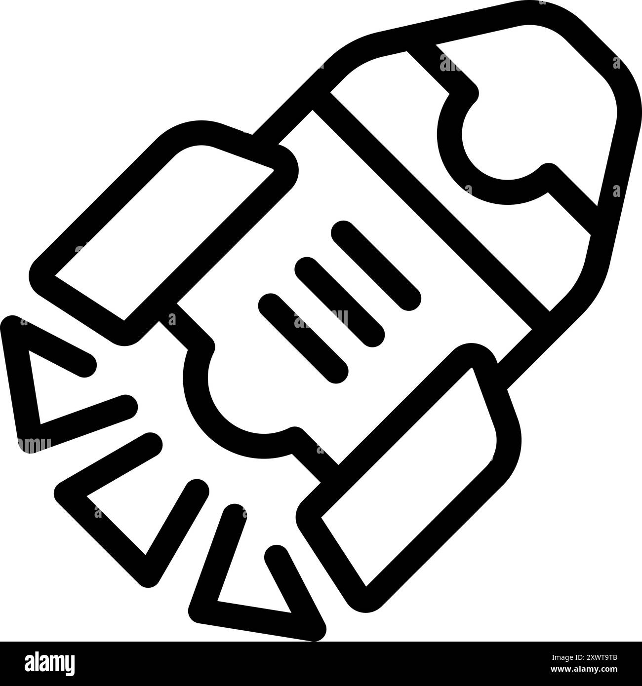 Simple line art vector of a space rocket launching into space Stock ...