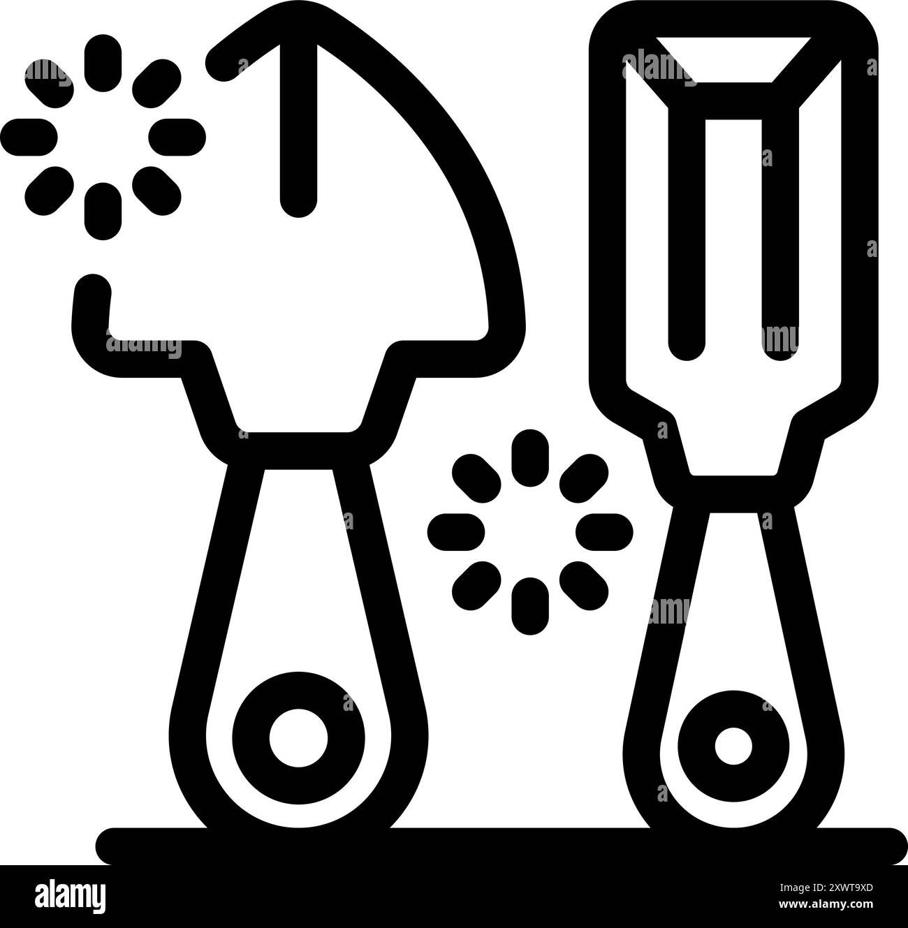 Construction tools chisel trowel loading waiting process icon outline ...