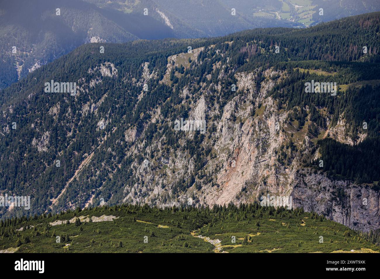 A breathtaking view from the heights of Schneeberg, Austria, looking ...