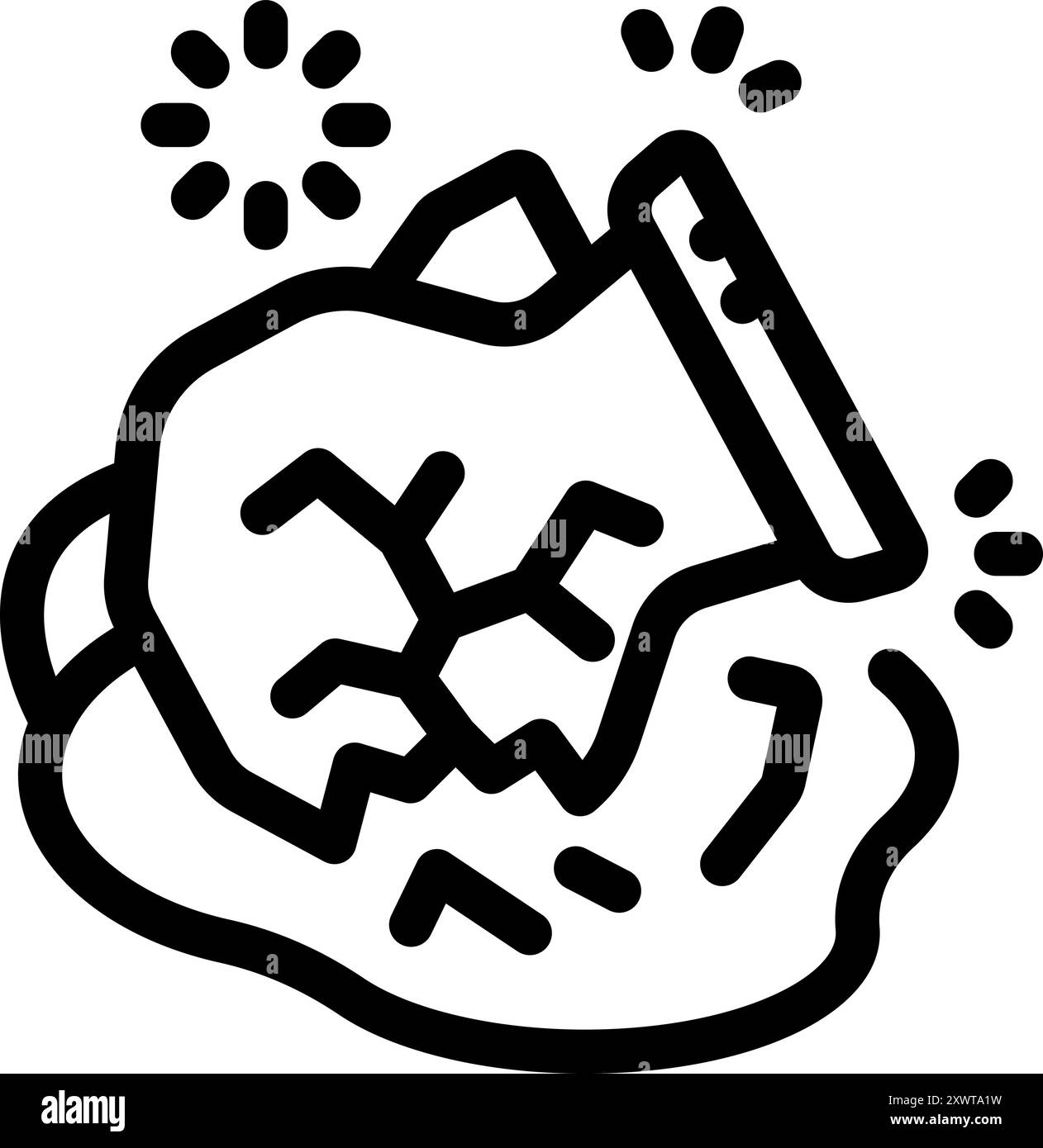 Clay pot broken dropping water creating a puddle symbolizing drought ...