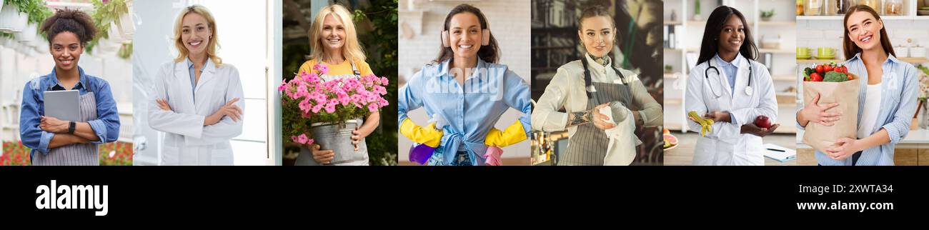 Diverse Group of Women in Various Professions Smiling Confidently Stock ...