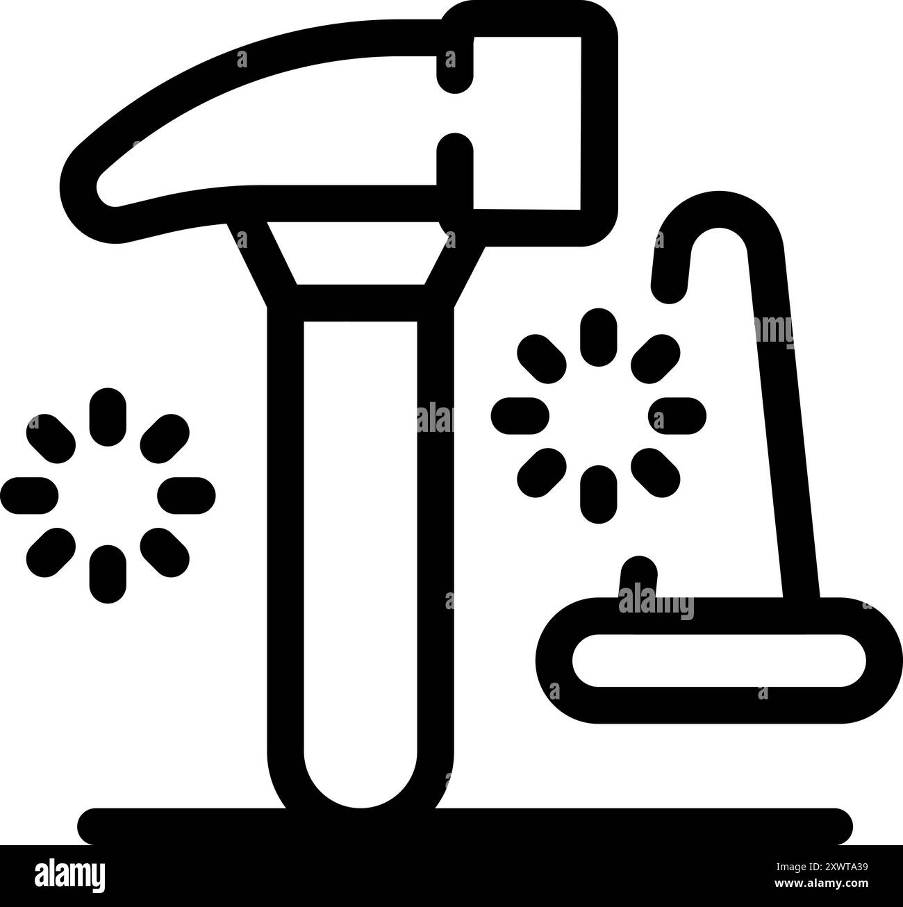 Hammer hitting nail creating loading symbol for under construction ...