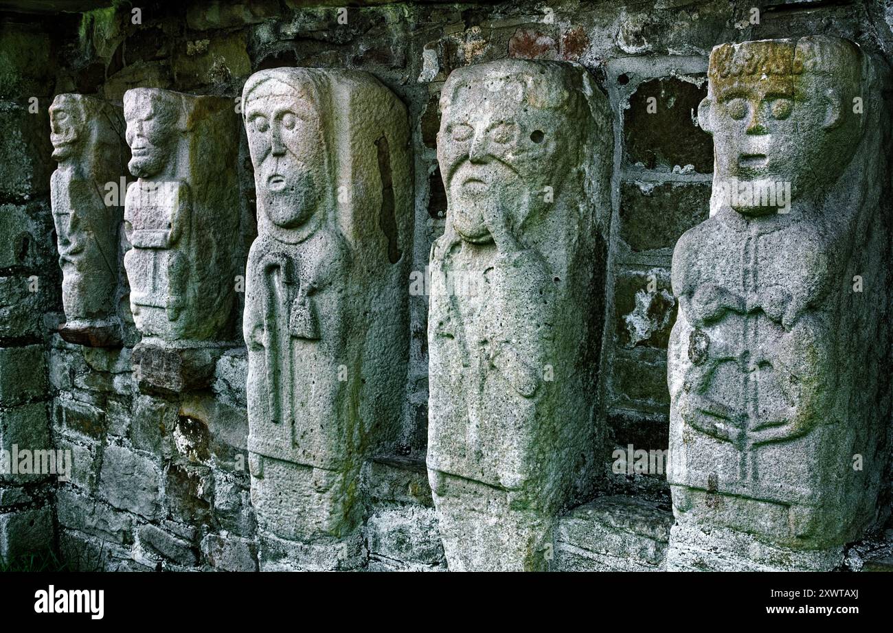 Celtic Christian monastic carvings of saints monks on White Island ...