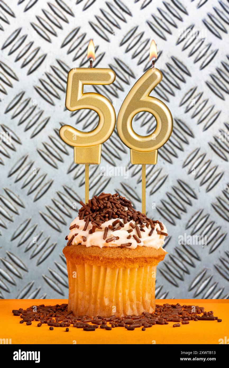 Birthday candle number 56 - Industrial metallic background Stock Photo ...