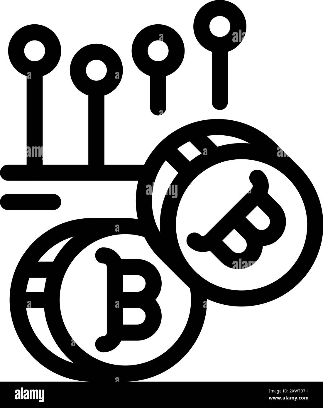 Illustration Of Blockchain Technology Connecting Bitcoin Cryptocurrency