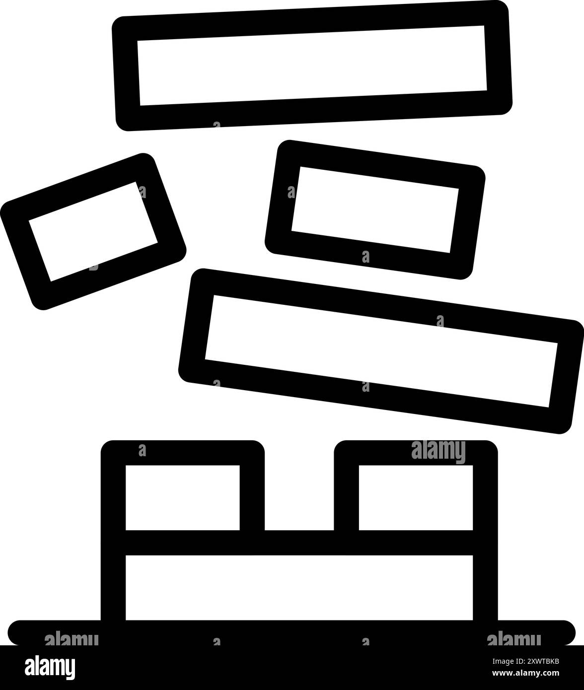 Illustration featuring a set of rectangular wood blocks falling from a ...