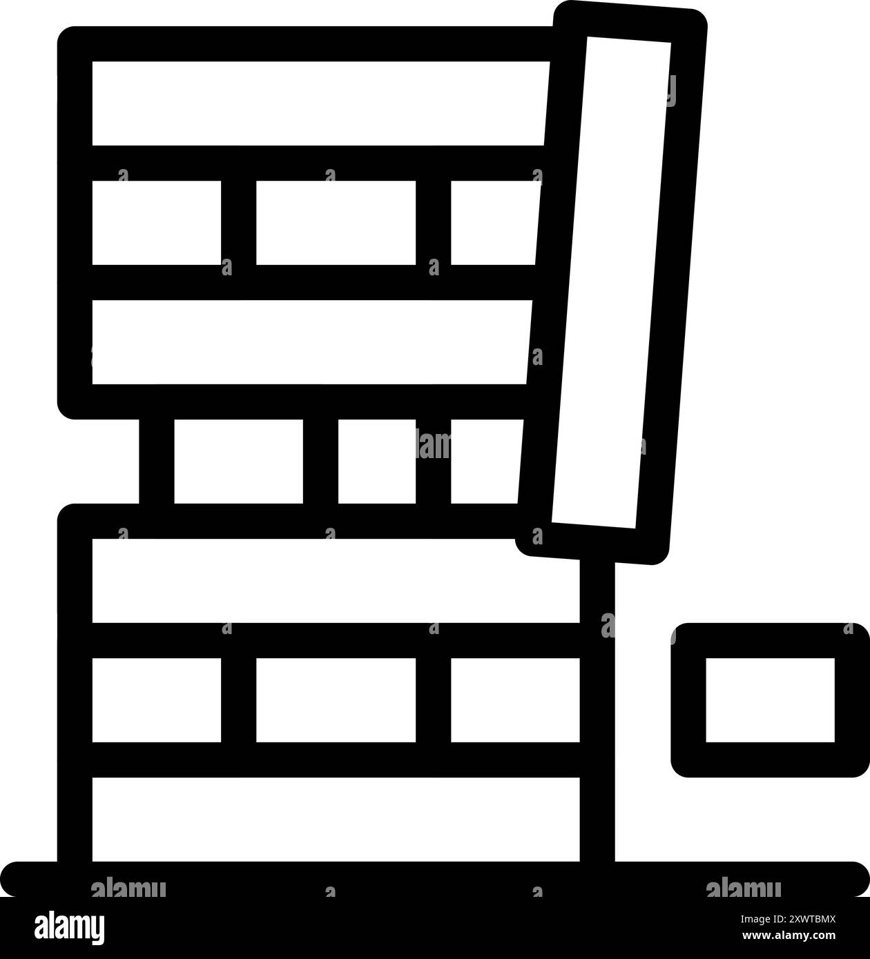 Line art icon of a wood block stacking game with one block missing ...