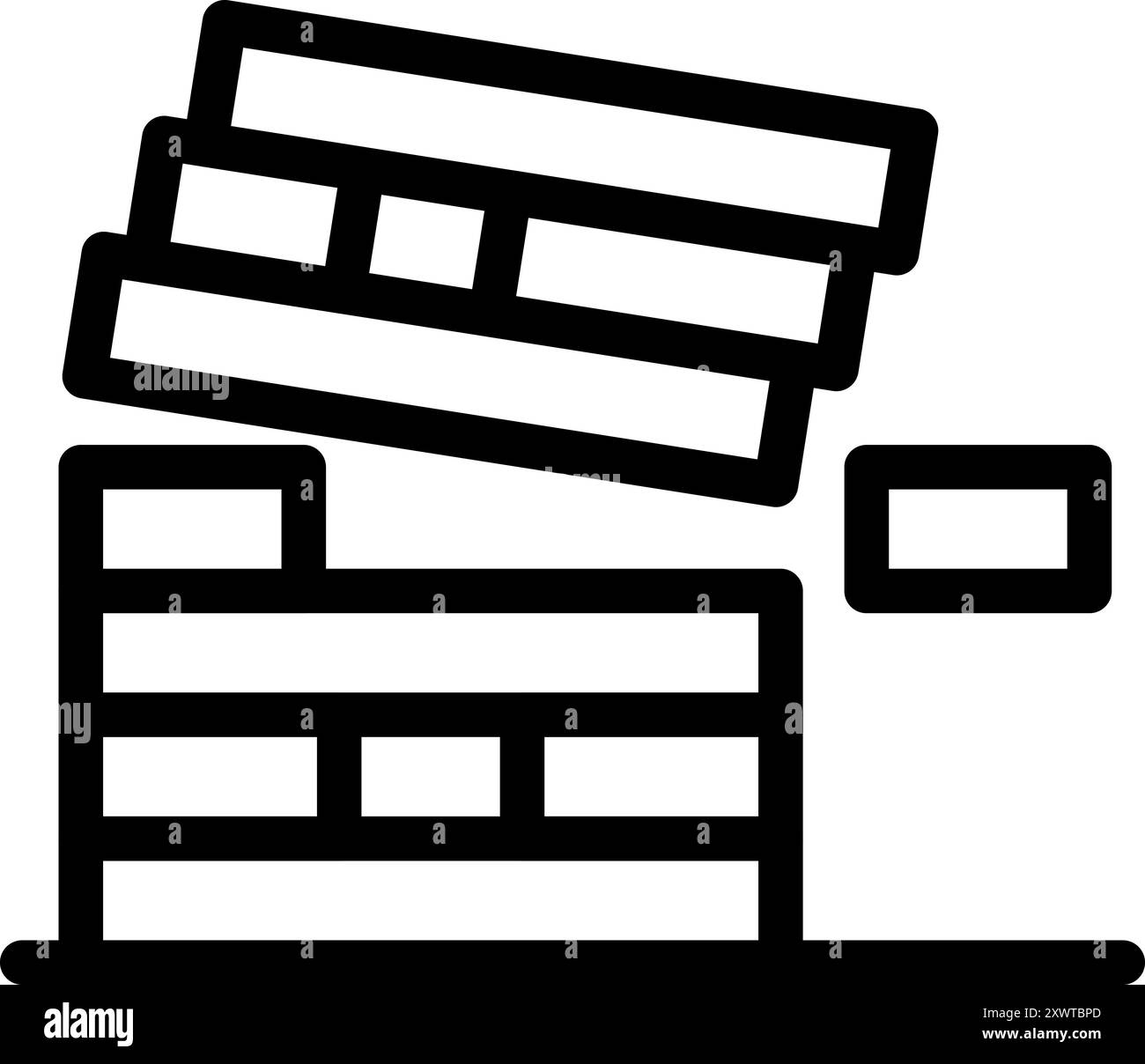 Unstable construction work with wooden plank falling down, representing ...