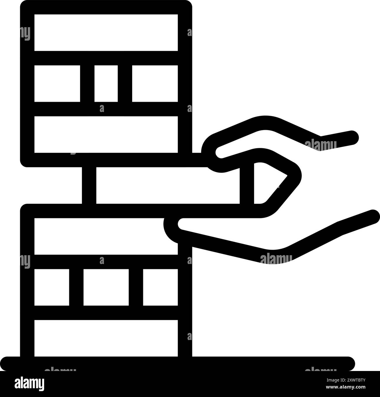 Line art vector icon of an architect building a sustainable modular ...