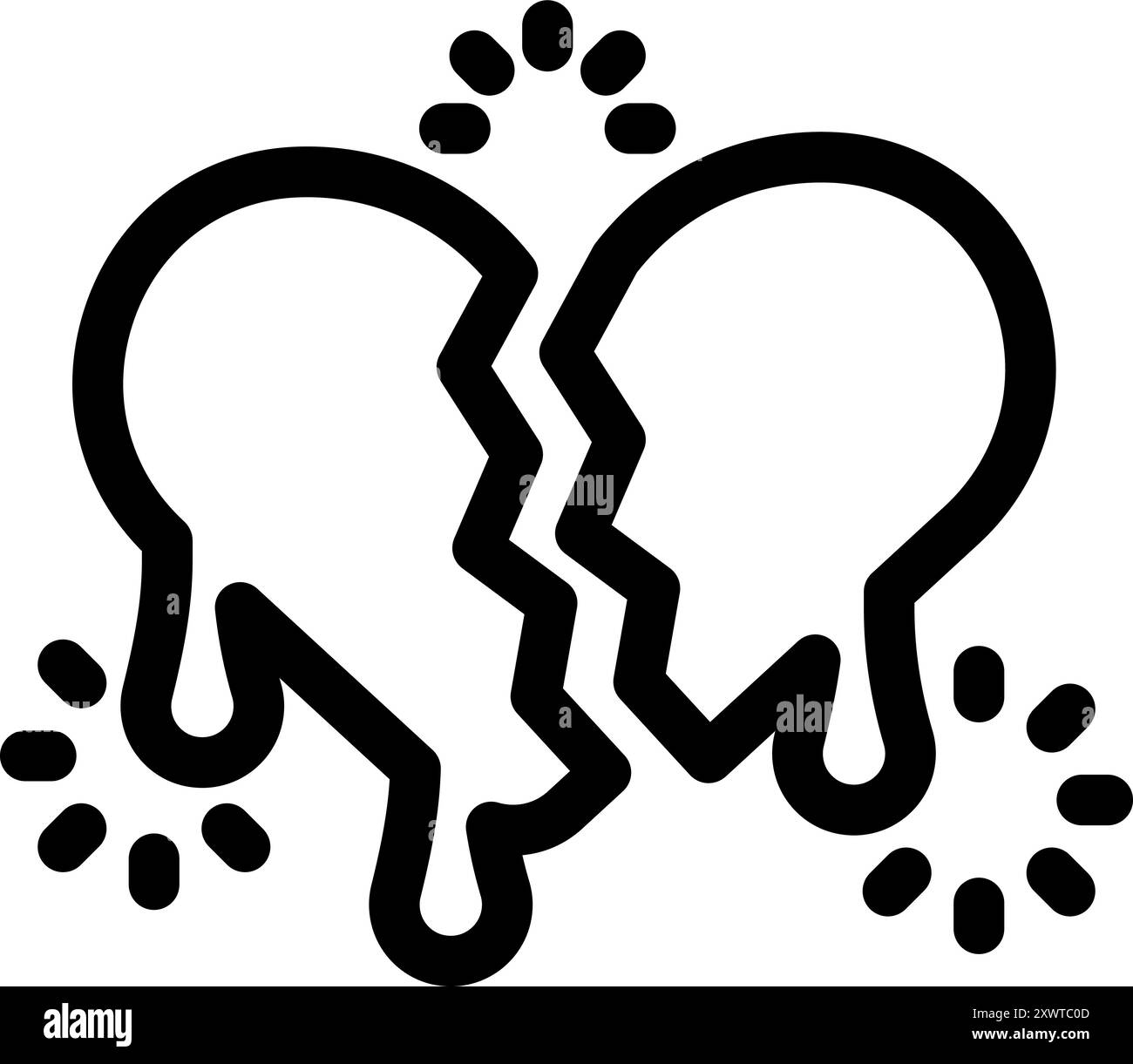 Simple vector icon of a broken heart melting, symbolizing sadness and ...