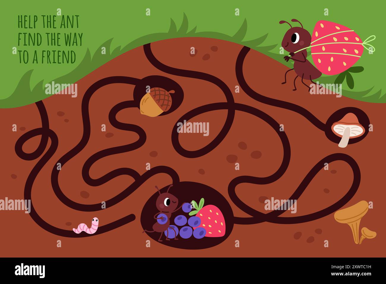 Help ant in maze. Labyrinth worksheet. Intricate paths and interlacing ...