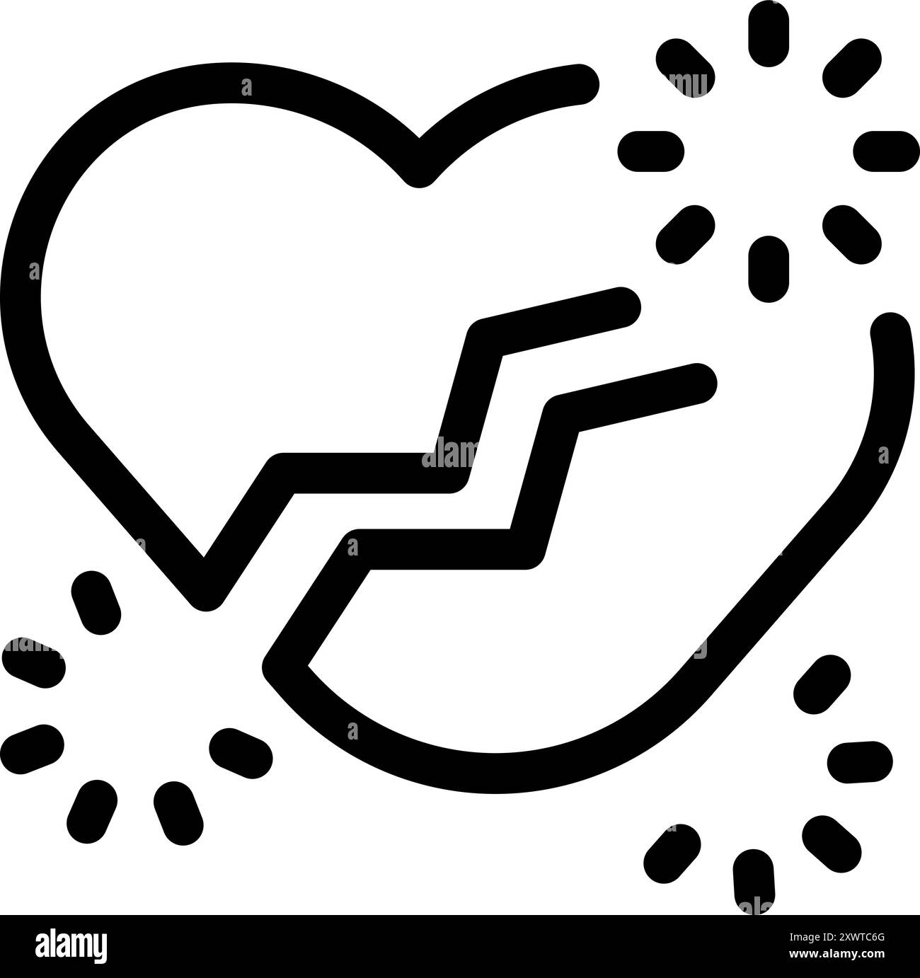 Line drawing of a broken heart exploding with light, perfect for ...