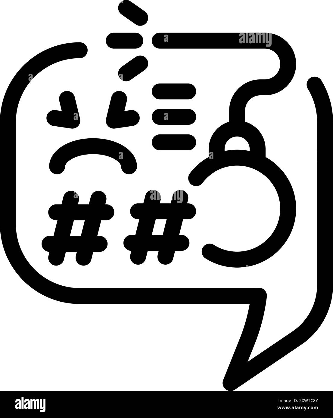 Speech bubble containing a bomb, angry emojis, and sharp symbols ...