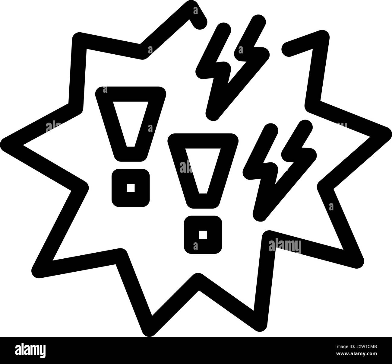 Star shaped symbol featuring exclamation marks and lightning bolts ...