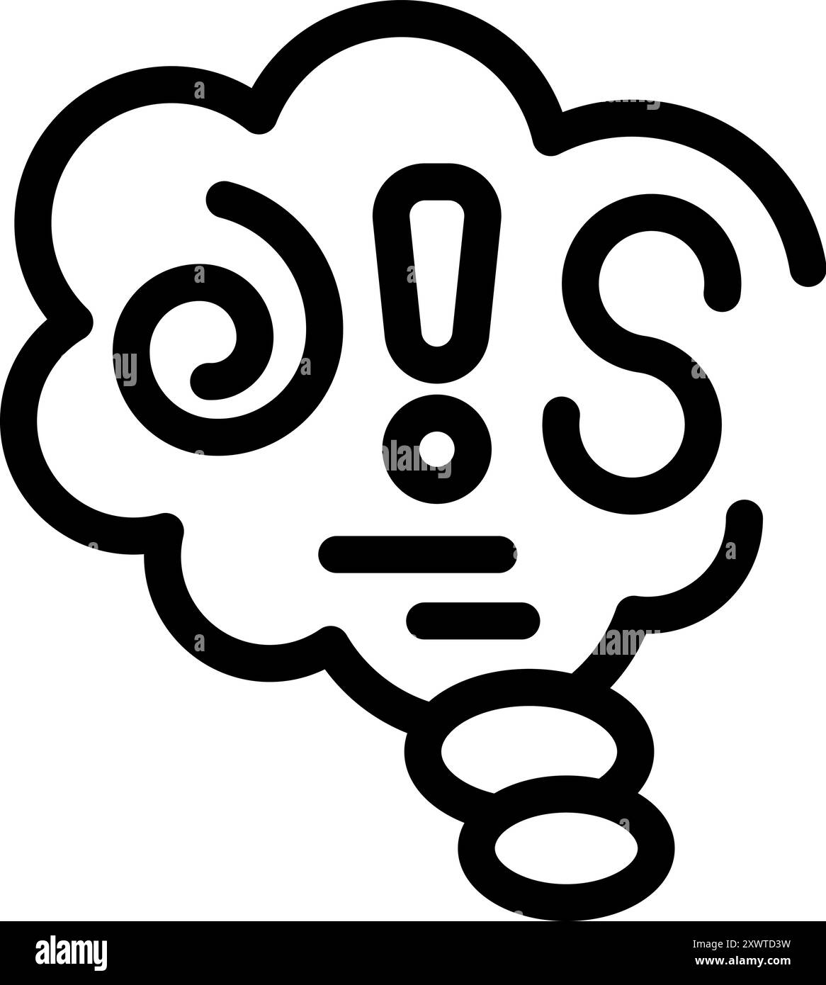 Thought bubble is expressing confusion with a spiral, question mark and ...