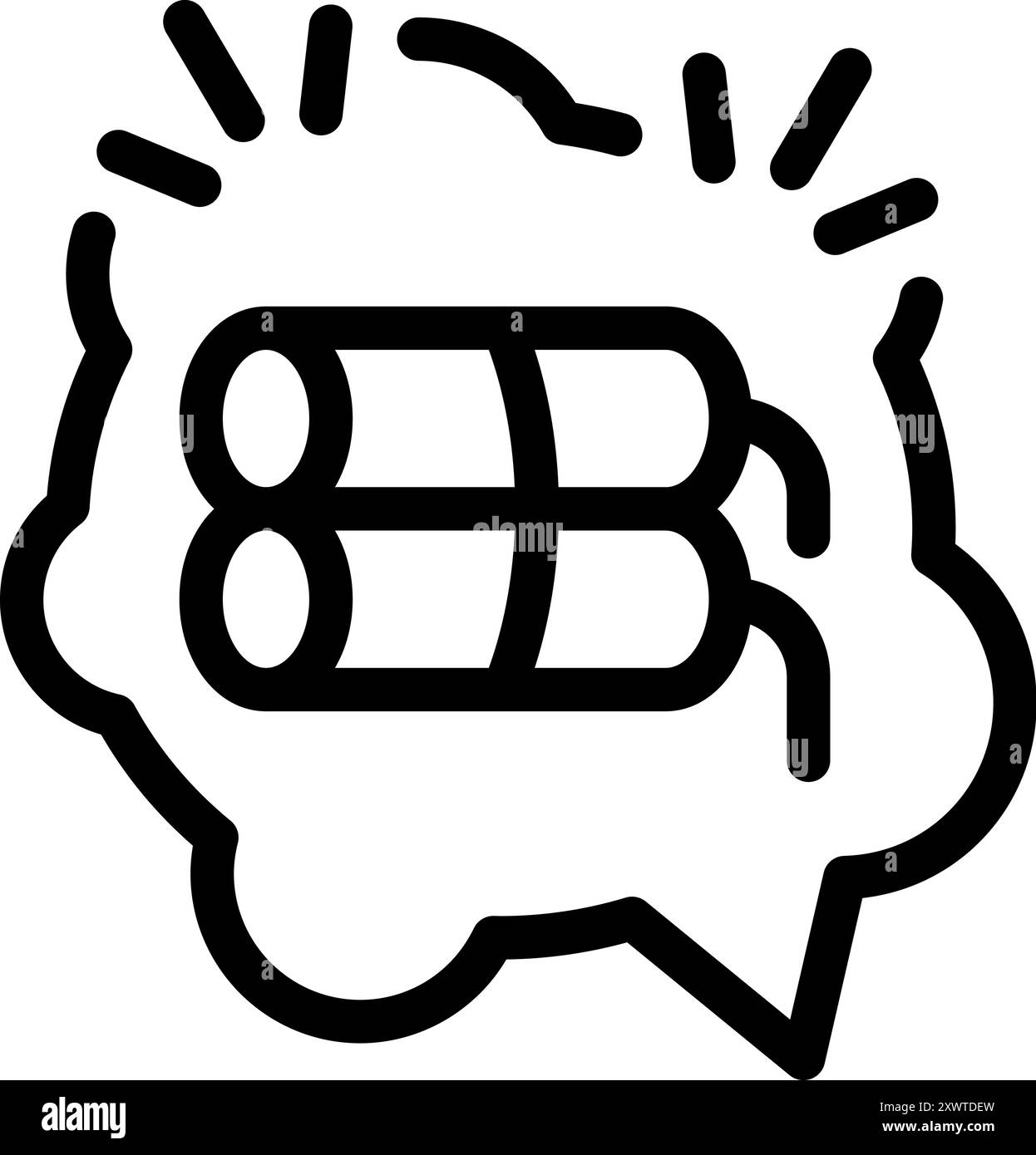 Speech bubble is exploding with dynamite, representing anger and ...