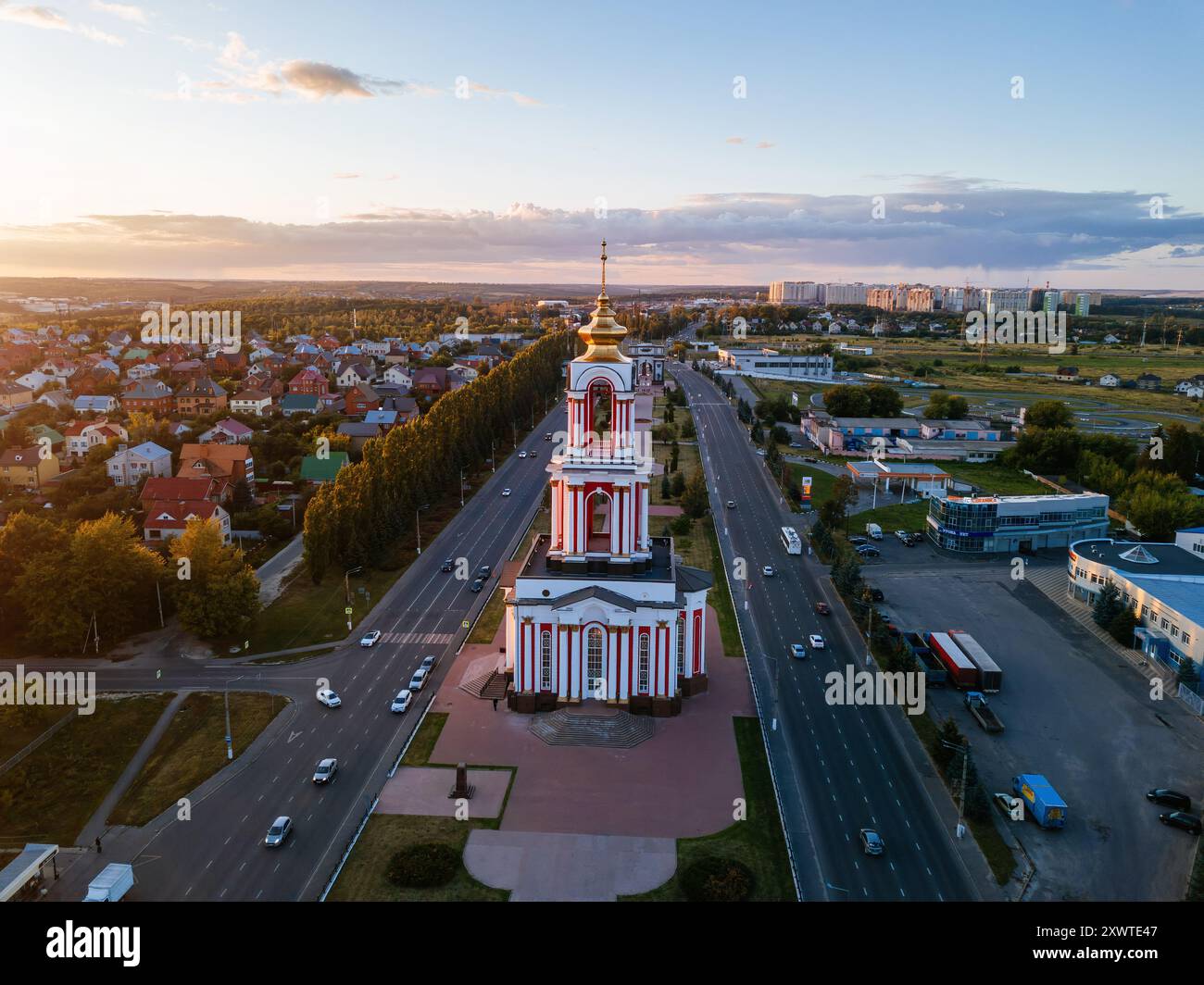 Temple Martyr St. George at the memorial complex in Kursk, aerial view ...