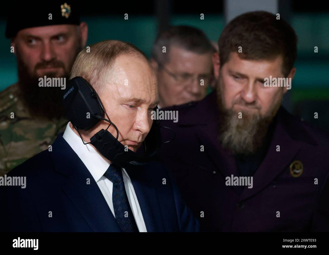 Russian President Vladimir Putin, accompanied by head of the Chechen ...