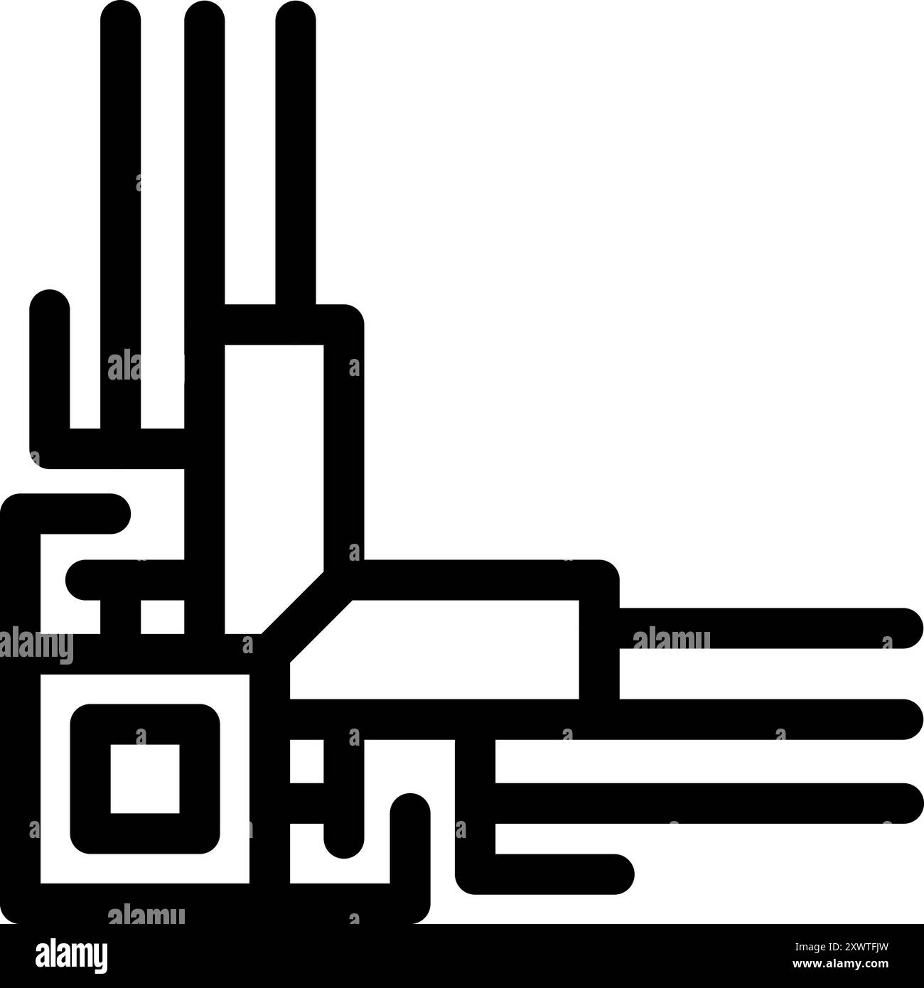 Simple black and white design of a circuit board corner, representing ...