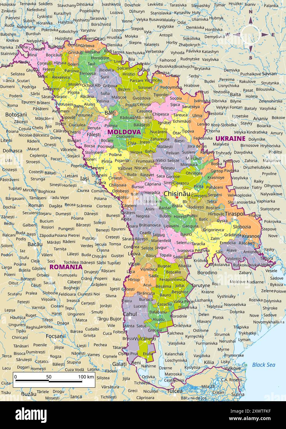 Detailed political map of Moldova Stock Vector Image & Art - Alamy
