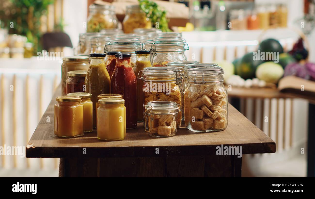 Bulk products in recyclable glass containers used by zero waste ...