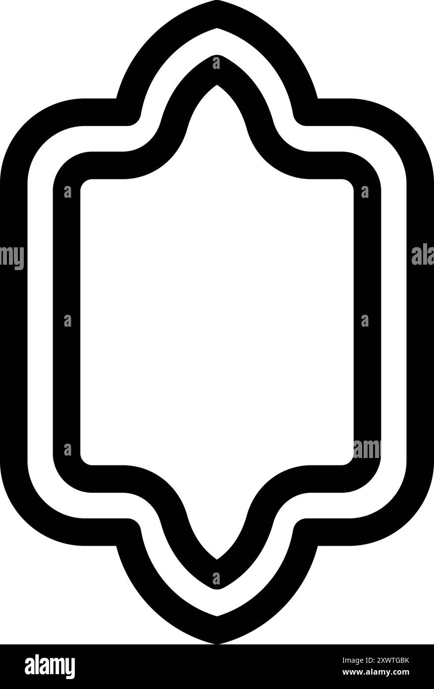 Black outline of a vintage frame with rounded corners and a pointed top ...