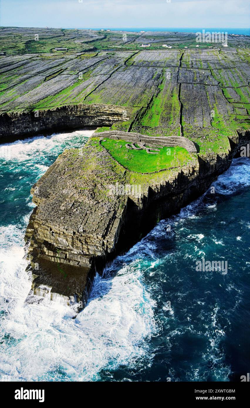 Dun Duchathair ancient Celtic stone fort on limestone cliffs of ...