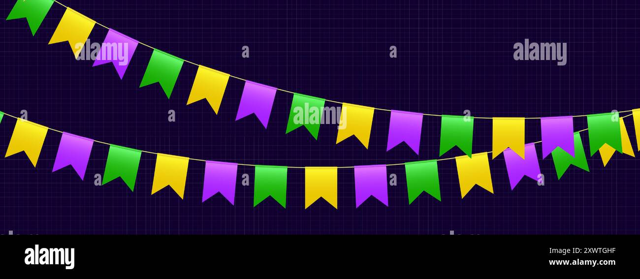 Bunting flags, carnival party flags, Mardi Gras festive pennants ...